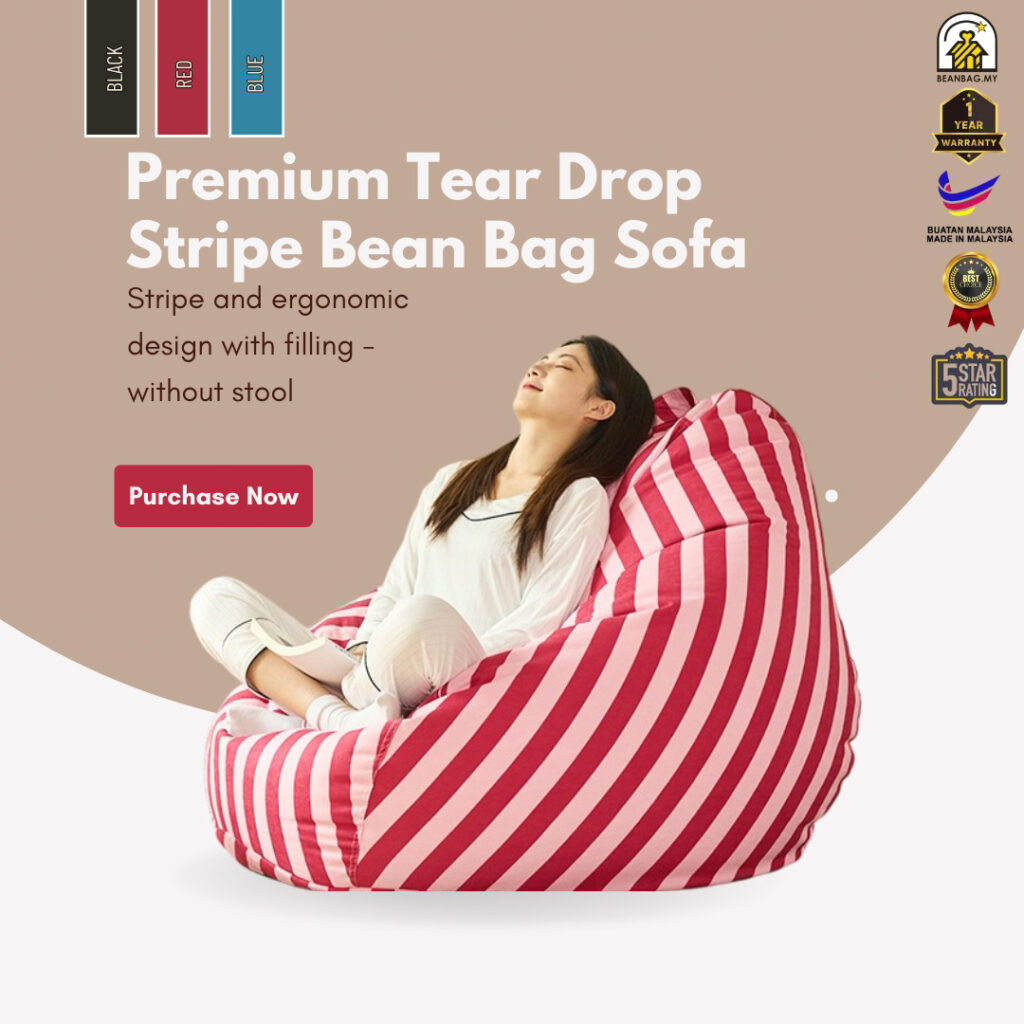 Premium Stripe Bean Bag | Japanese Cotton XL Bean Bag | Beanbag.my Malaysia